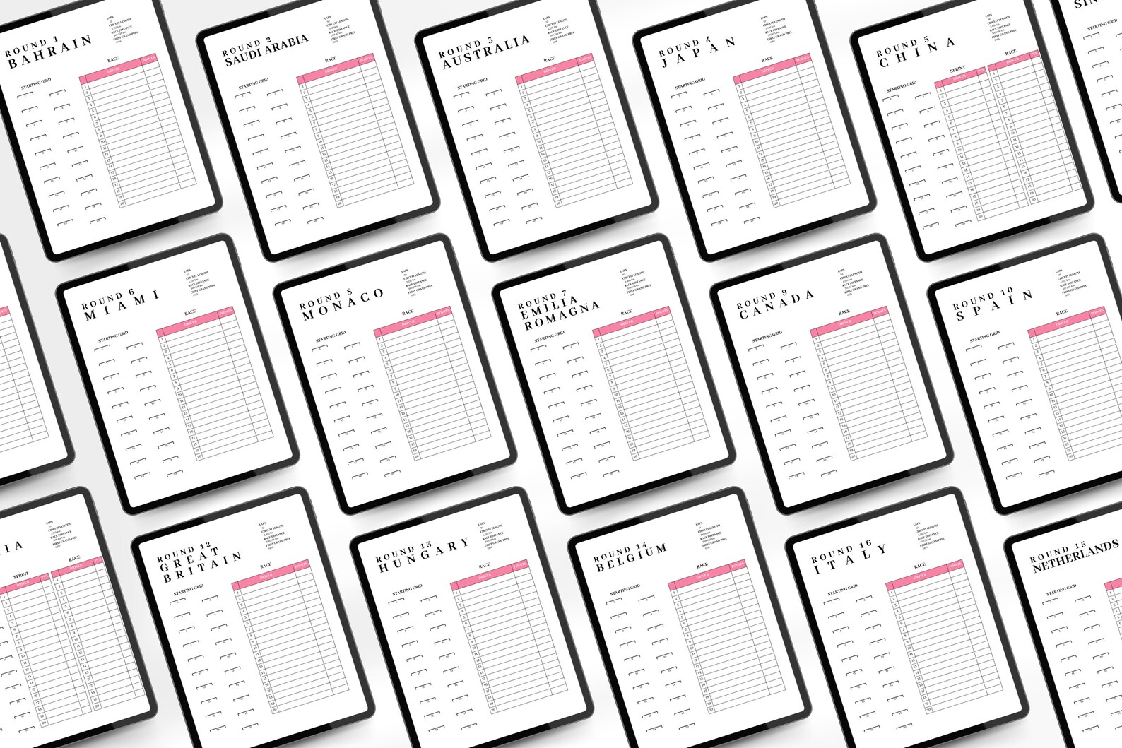 FORMULA 1 Tracker Pink Aesthetic Digital Race Journal Weekly F1 Planner ...