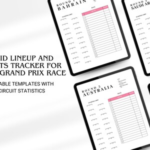 FORMULA 1 Tracker Pink Aesthetic Digital Race Journal Weekly F1 Planner ...