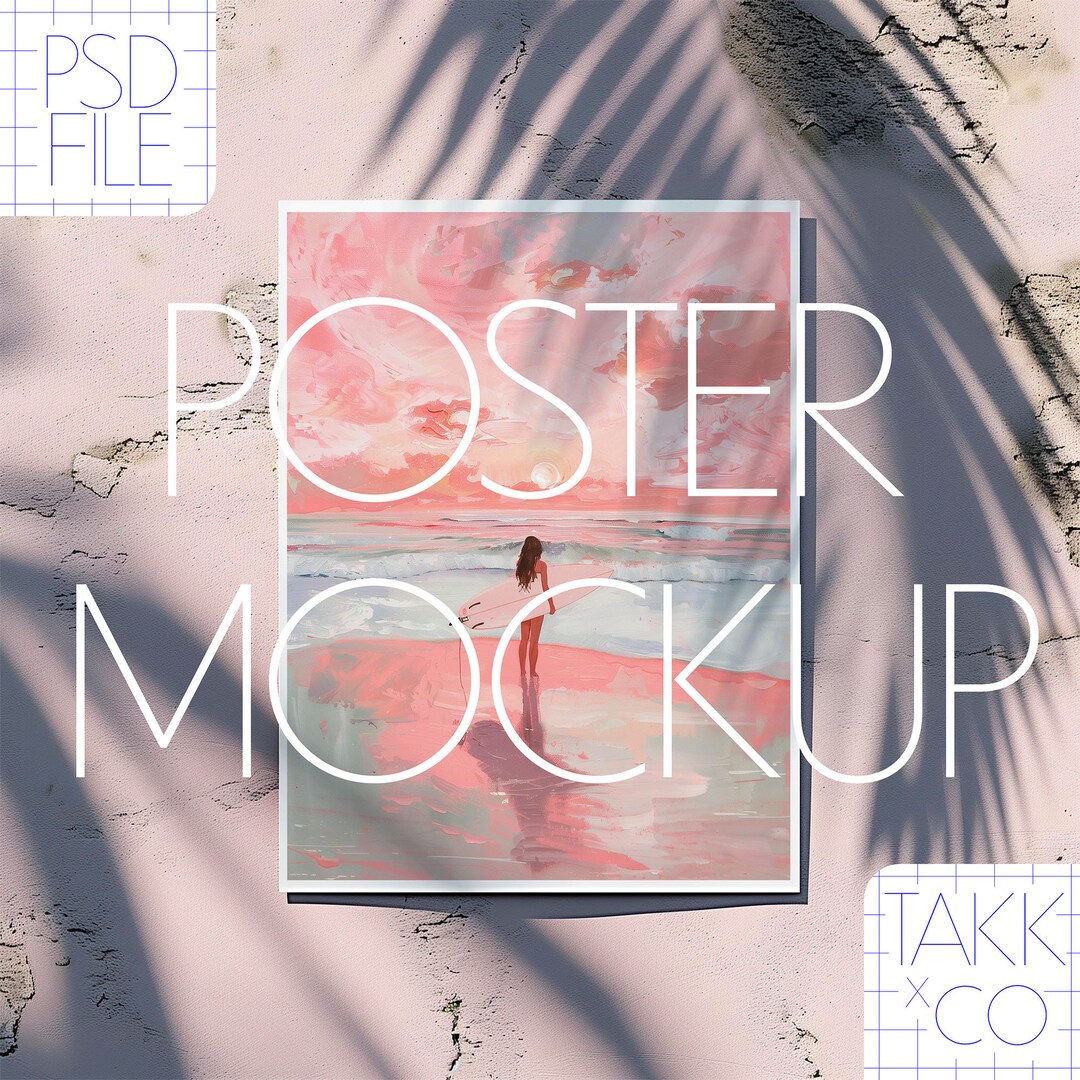 Poster Mockup, Vertical Art Print Mockup, Boho Style, Close up Mockup ...