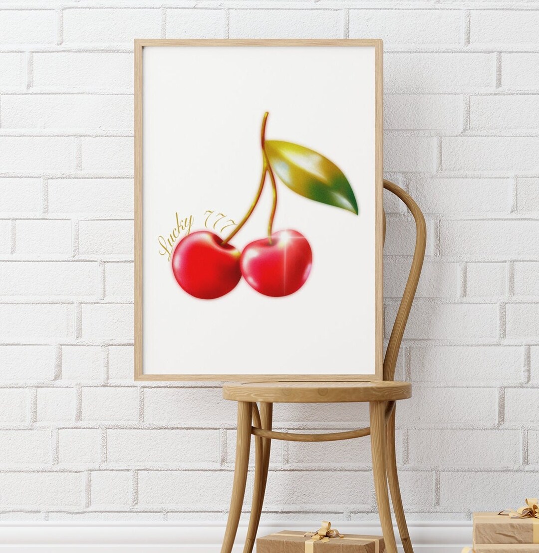 Lucky 777 Cherry Poster II Printable, Retro, Futurism, Print Out, Room ...