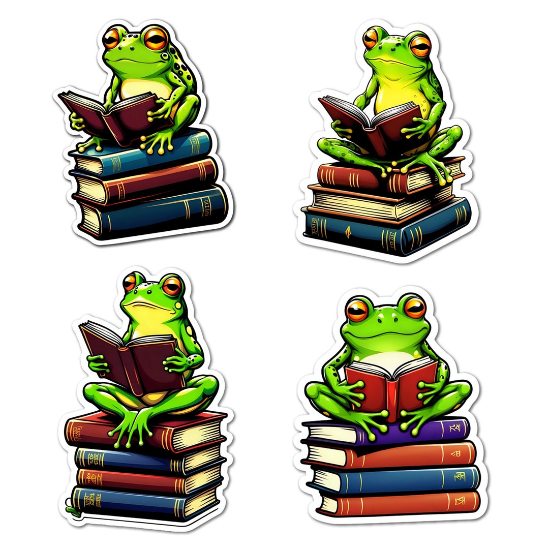 Froggy Reading Sticker Sheet of 4 | Frog Stickers, Cute Frog, Journal ...