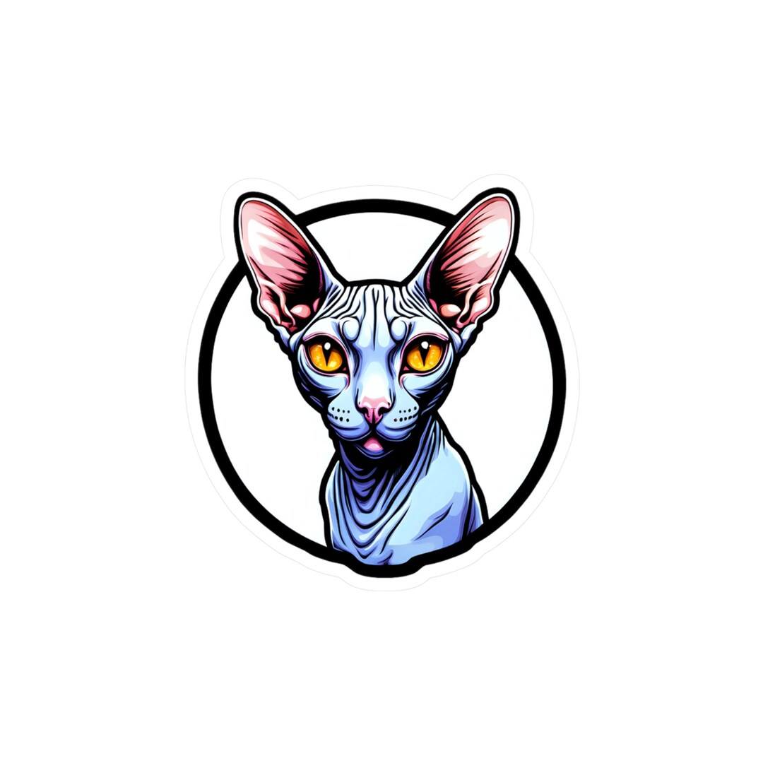 Sphynx Cat Sticker, Hairless Cat, Naked Cat, Egyptian Cat, Kitty ...