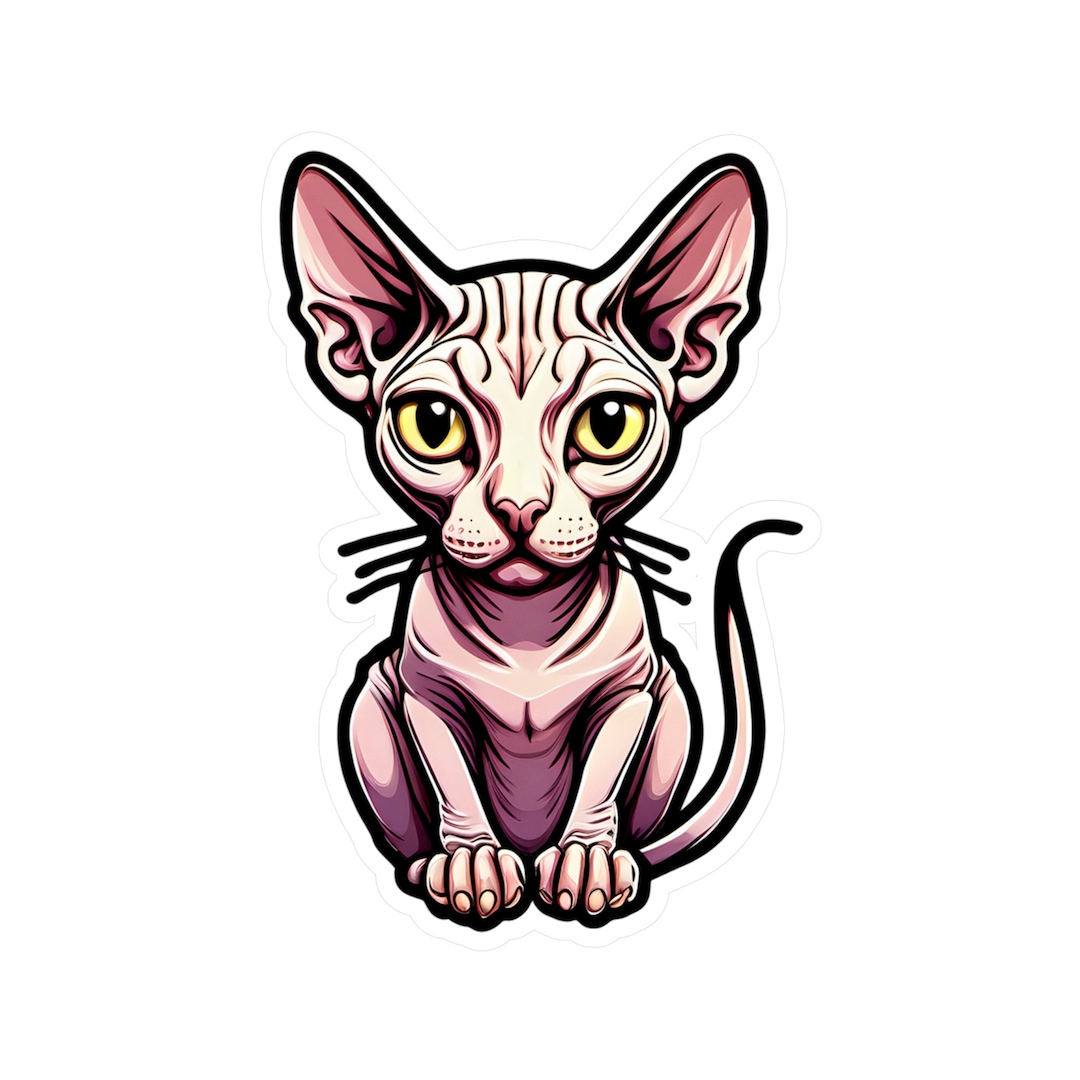 Sphynx Cat Sticker, Hairless Cat, Naked Cat, Egyptian Cat, Kitty ...