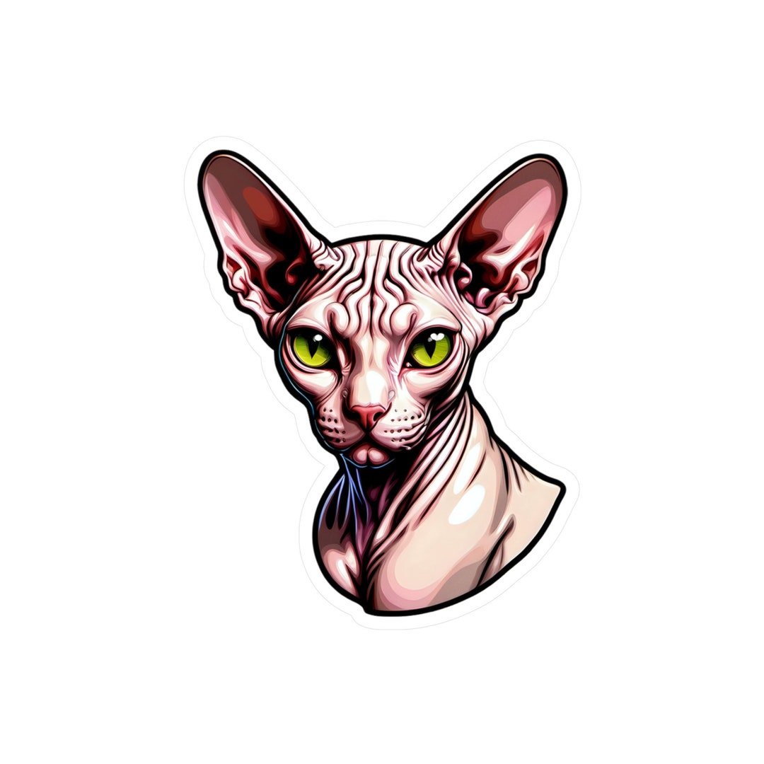 Sphynx Cat Sticker, Hairless Cat, Naked Cat, Egyptian Cat, Kitty ...