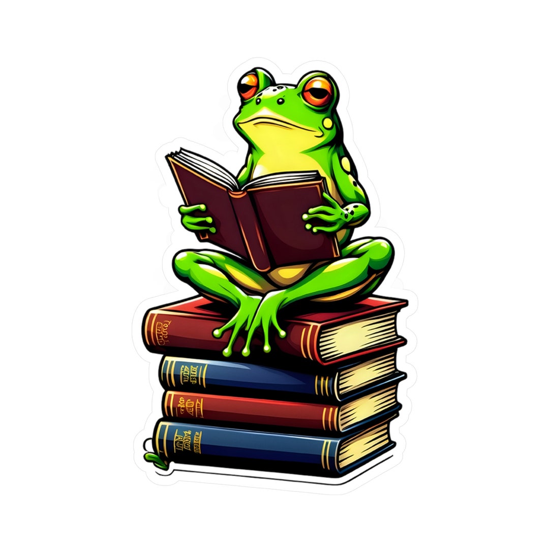 Frog Sticker, Reading Sticker - Froggy Sticker, Cute Frog, Book Worm ...
