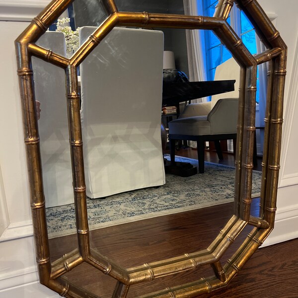 Vintage Gold Bamboo Mirror - Etsy