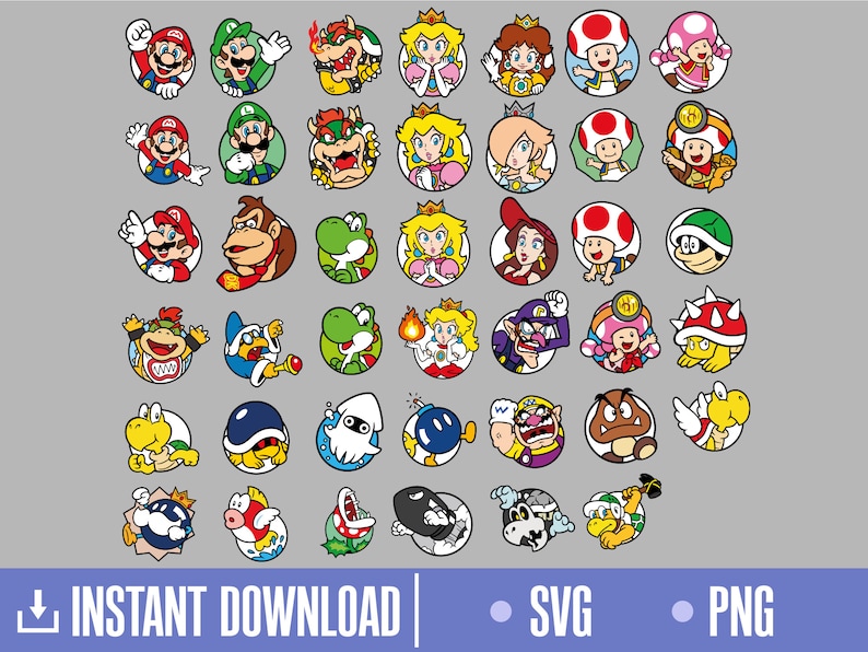 Game Circular Svg, Characters Svg, Super Birthday, Cut Files for Cricut ...