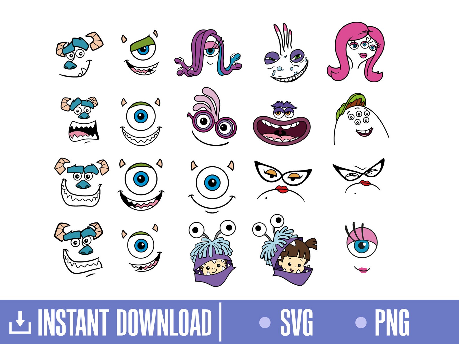 Monster Face SVG, Cute Monster Svg, Characters Svg, Cut Files for ...