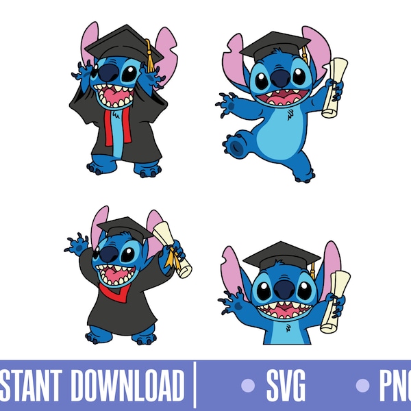 Stitch Graduation Svg - Etsy