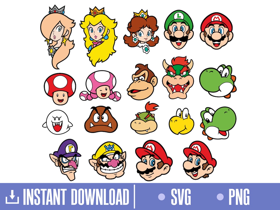 Retro Game Svg, Characters Heads Svg, Heads Ssvg, Cut Files for Cricut ...