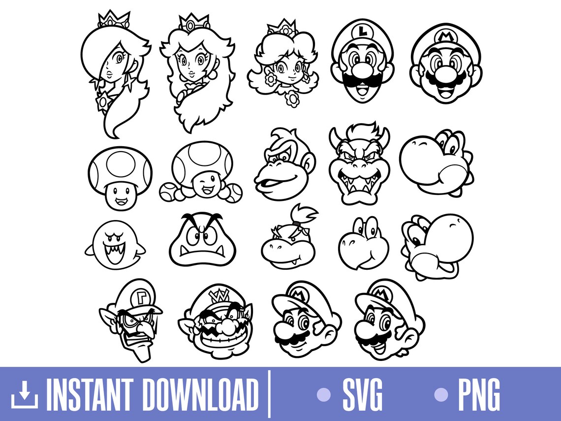Retro Game Svg, Characters Heads Svg, Heads Ssvg, Cut Files for Cricut ...