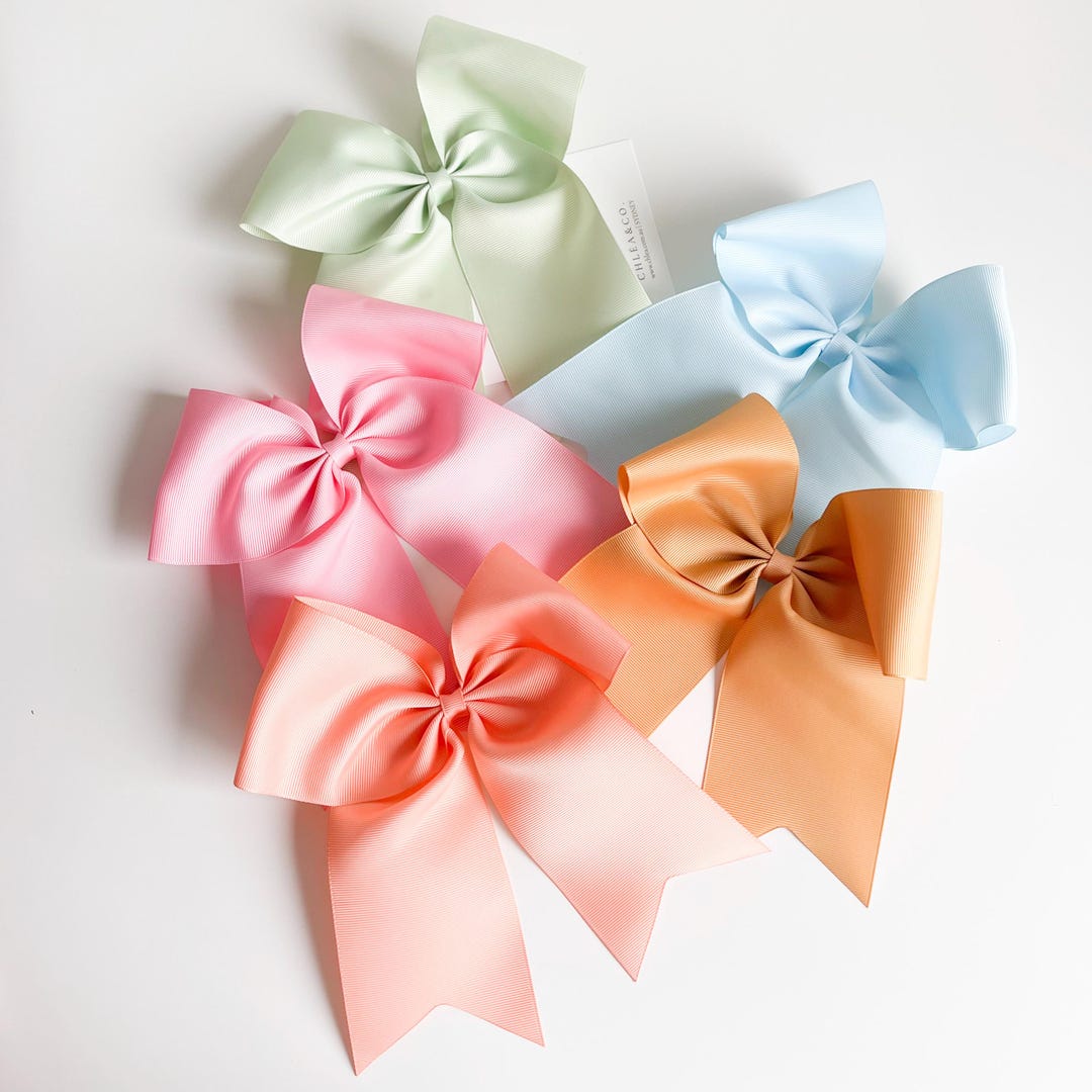 Set of 5 Sailor Moon Bow Hair Ties | Large 7" Ribbon Bow | Cheer Bow ...
