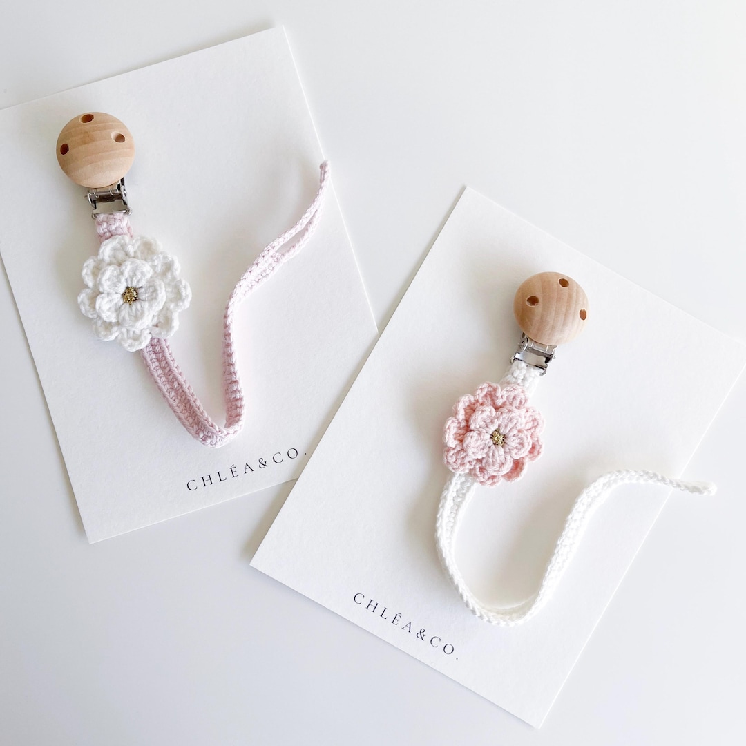 Flower Crochet Dummy Clip | Dummy Holder | Dummy Chain | Pacifier Clip ...