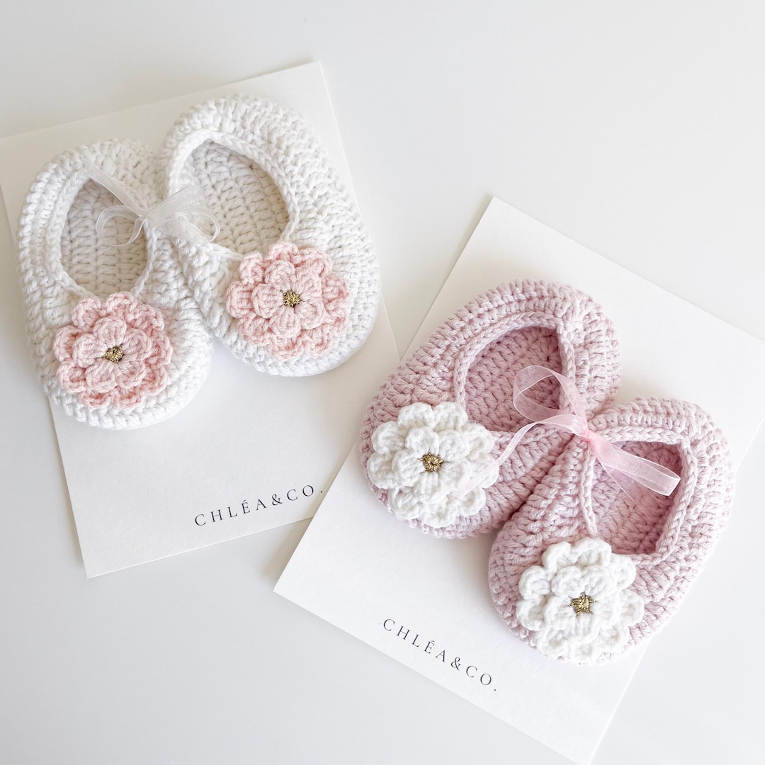 Flower Crochet Baby Shoes | Baby Girl First Shoes | Baby Shower Gift ...