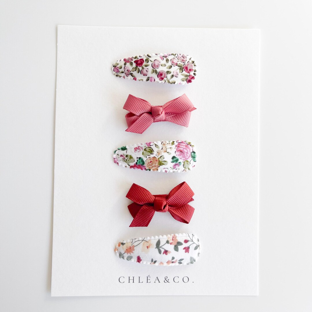 Set of 5 Red Hair Clips | Vintage Hair Clip | Girl Gift Set | Boutique ...