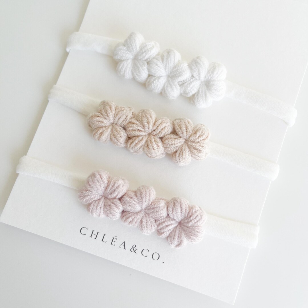Mini Periwinkle Crochet Headband | Flower Girl | Baby Headband ...
