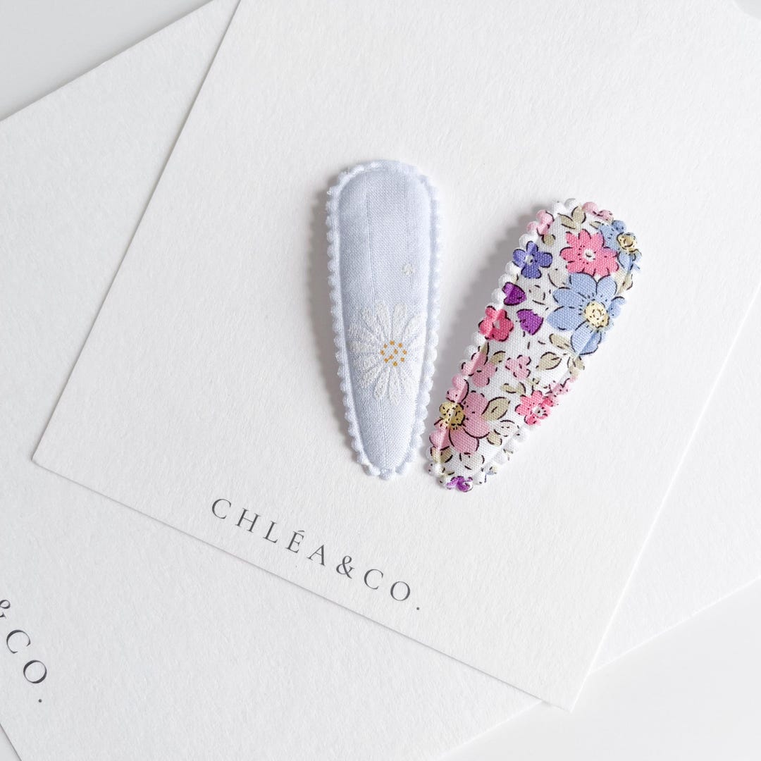 Dainty Blue Garden & Daisy Fabric Hair Clip | Baby Hair Clip | Baby ...