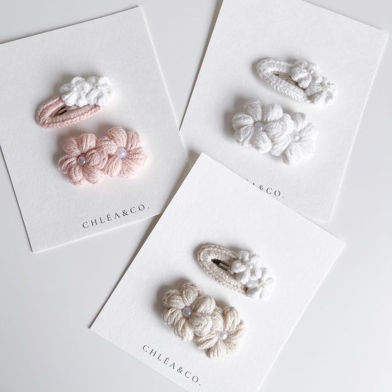 Set of 2 Mini Periwinkle Crochet Hair Clips | Flower Hair Clip | Soft ...
