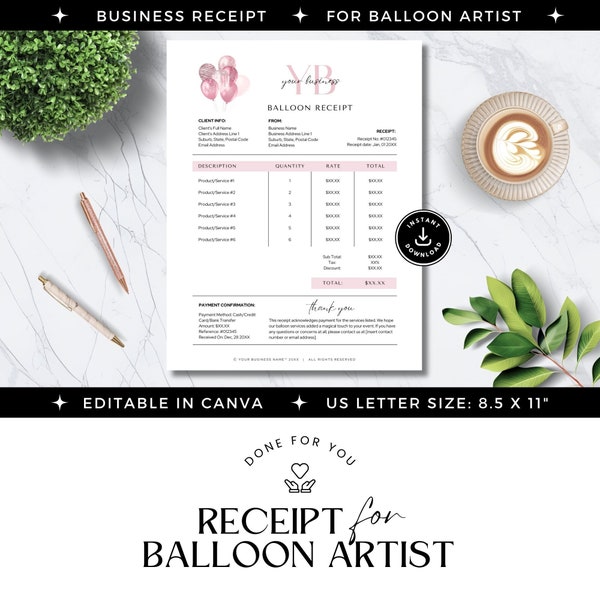 Glitter Receipt Template Editable - Etsy