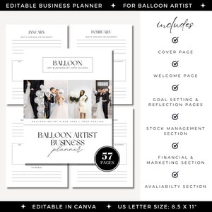Balloon Artist Planner, Balloon Arch Plan, Business Organizer, Monthly ...