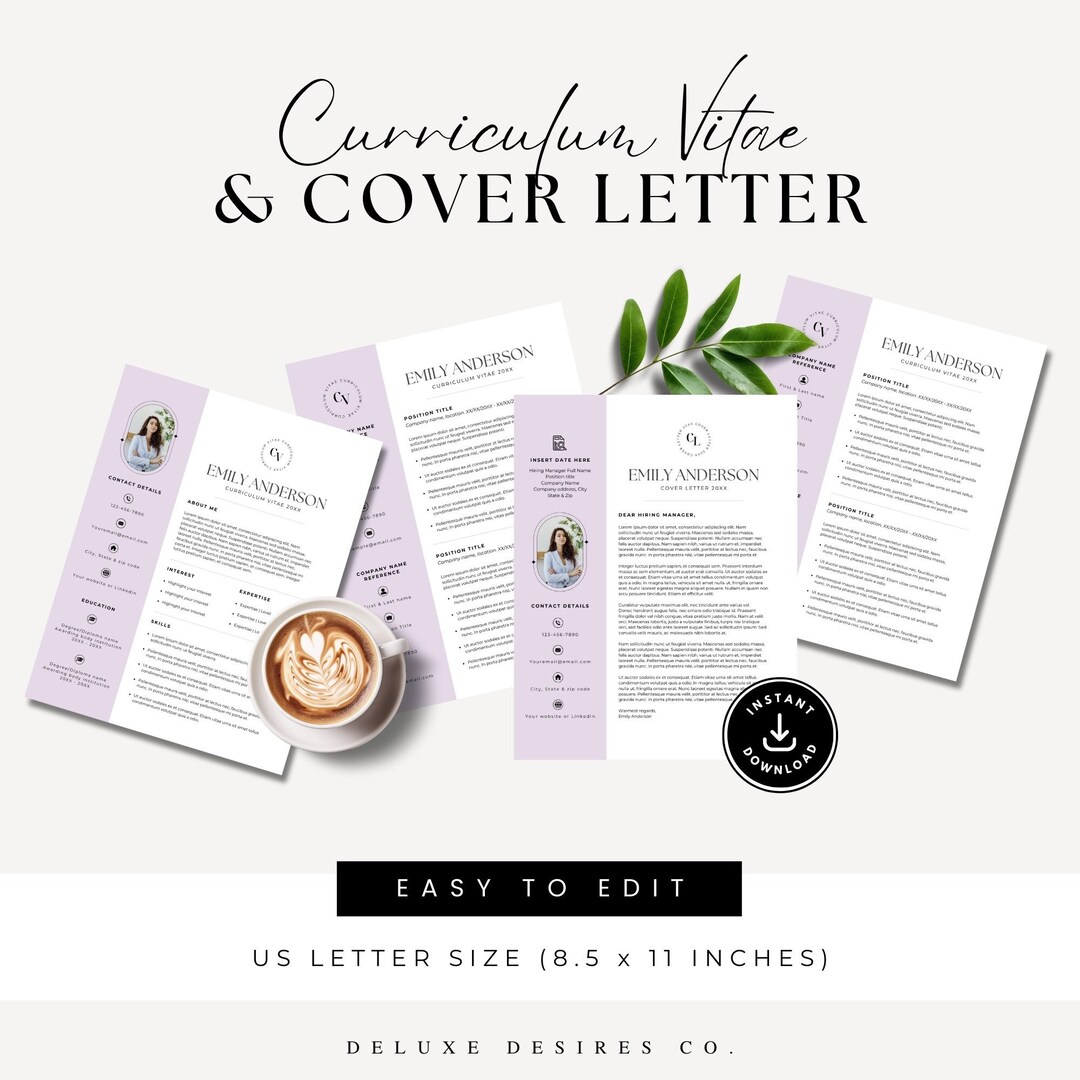 Eye Catching Resume and Cover Letter Template, Editable Curriculum ...