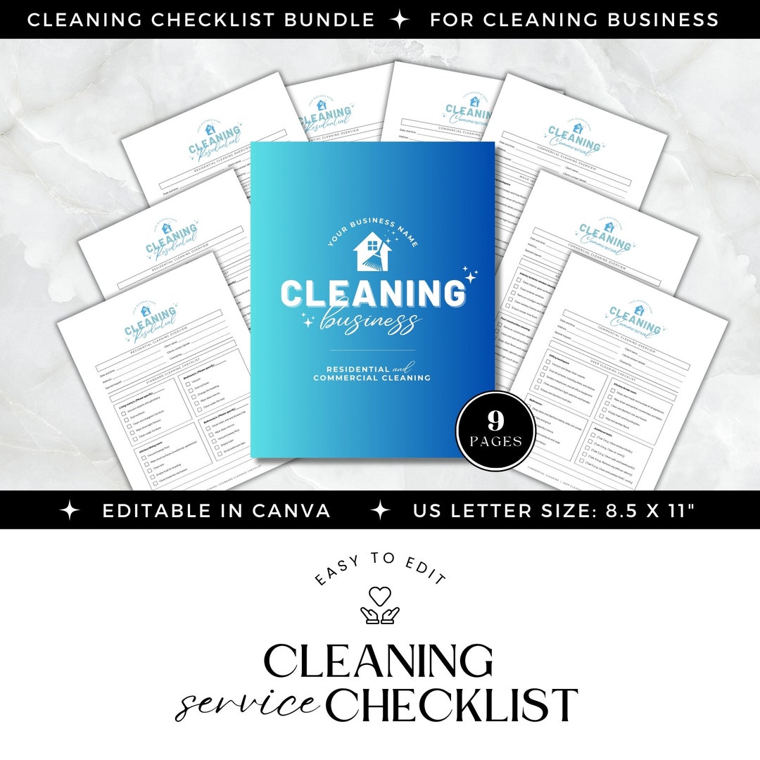 Cleaning Business Check List, Cleaning Company Checklist Pack ...