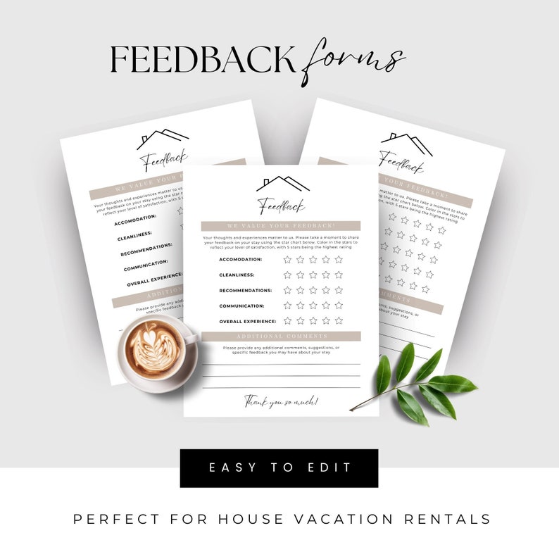 Guest Feedback Form, INSTANT DOWNLOAD, Editable Canva Template for ...
