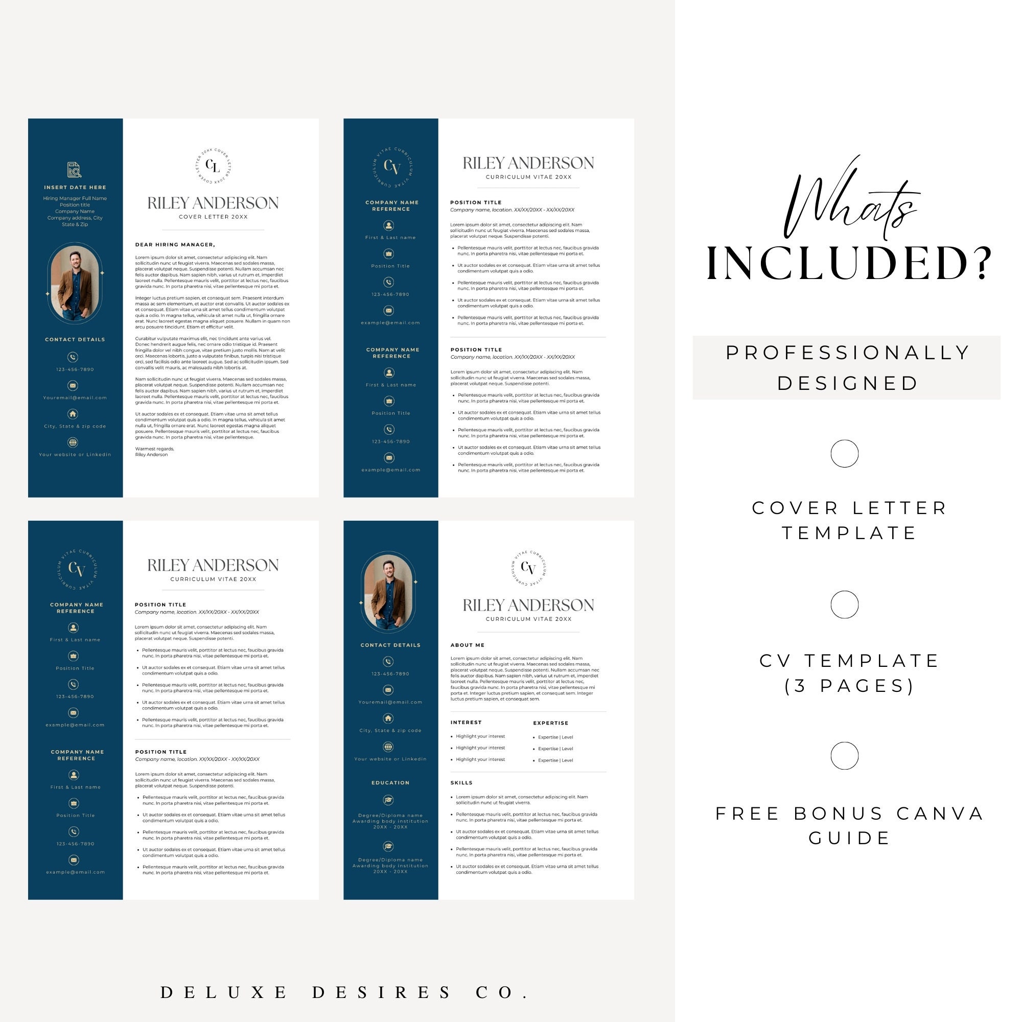 Resume and Cover Letter Template, Editable Curriculum Vitae, Change of ...