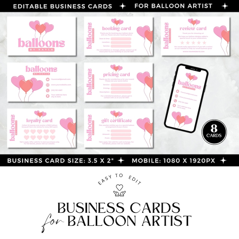 Balloon Artist Business Cards, Business Cards for Balloon Planner ...