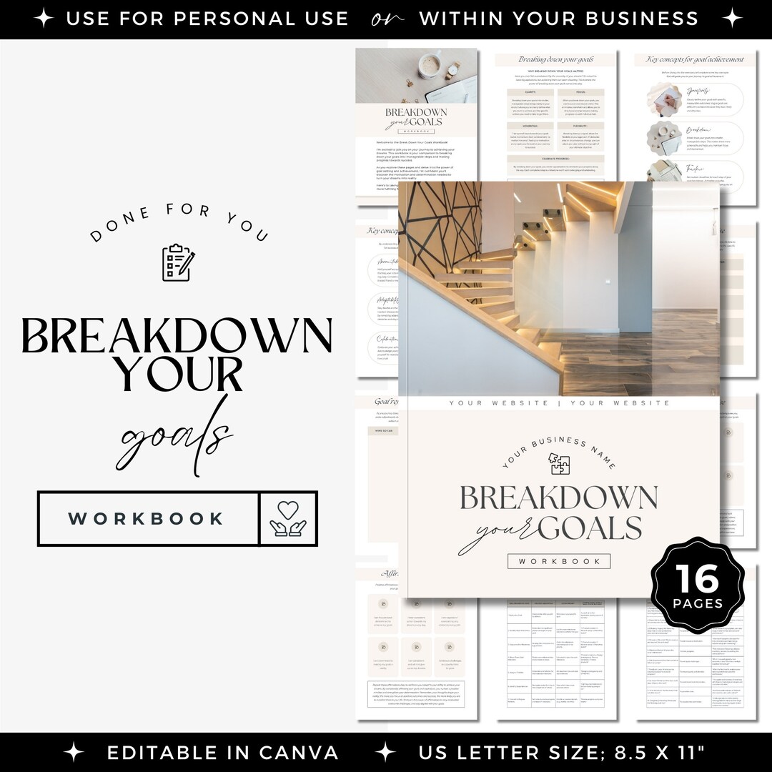 Breakdown Your Goals Workbook, Goal Setting Exercises, Personal ...