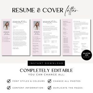 Resume and Cover Letter Template, Editable Canva Curriculum Vitae, Eye ...
