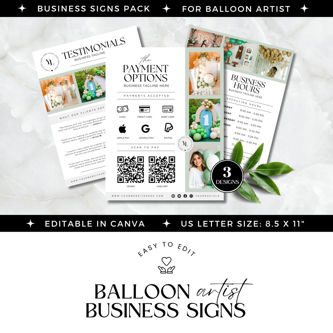 Balloon Business Marketing, Balloon Artist Signs, Scan to Pay ...