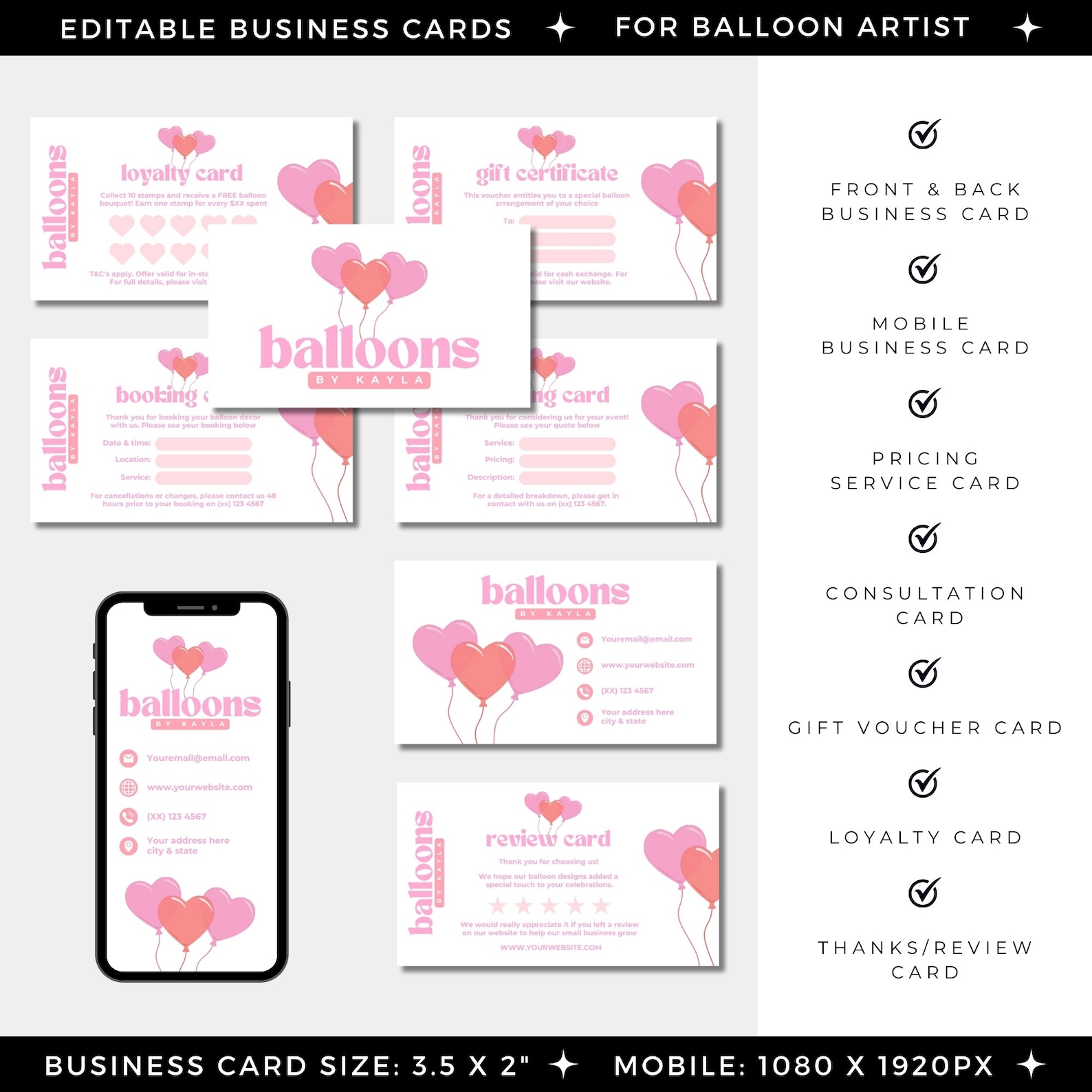 Balloon Artist Business Cards, Business Cards for Balloon Planner ...
