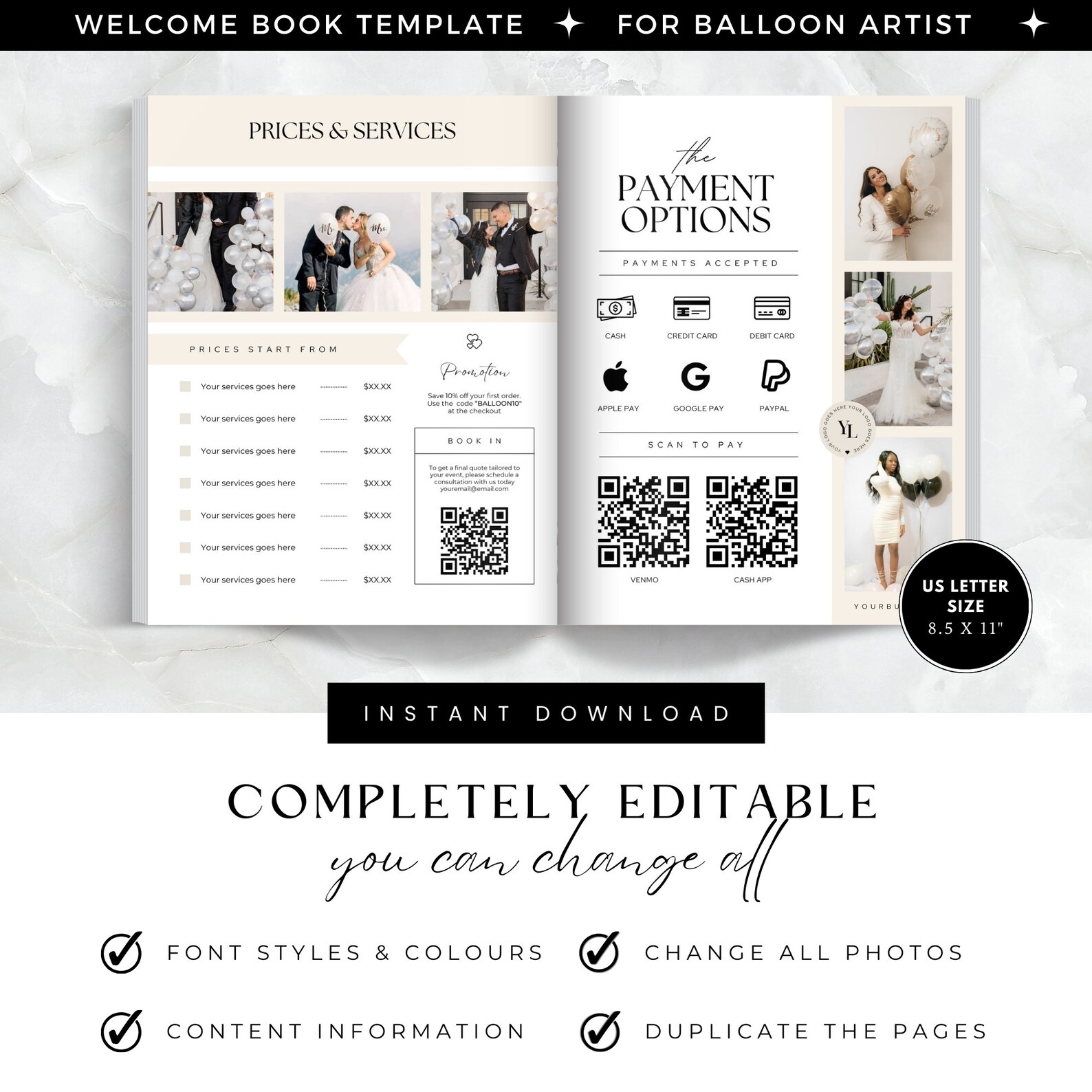 Balloon Business Marketing Welcome Book, Balloon Artist Planner, Price ...