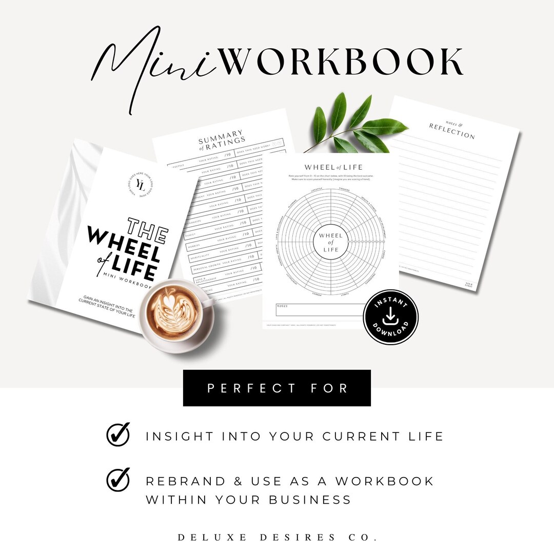 Wheel of Life Goals Canva Mini Workbook, INSTANT DOWNLOAD, Editable ...