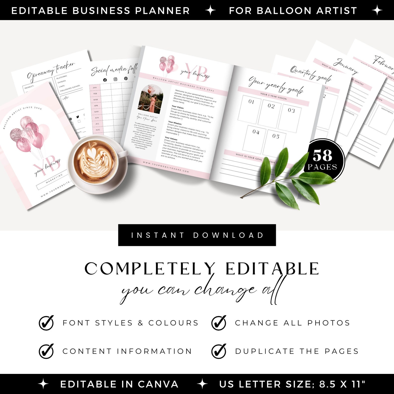 Balloon Artist Planner, Balloon Arch Plan, Business Organizer, Monthly ...