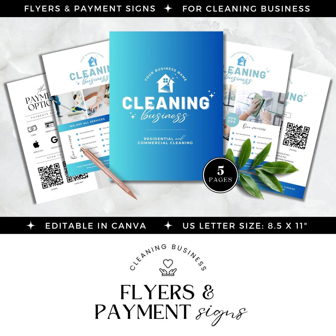 Cleaning Flyers and Payment Signs for Residential and Commercial ...