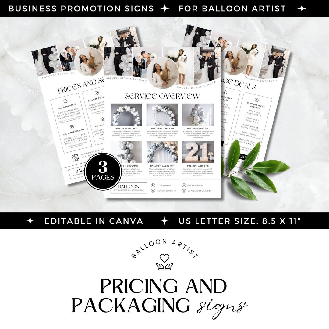 Balloon Business Marketing, Balloon Artist Price Sheet, Flyer Balloon ...