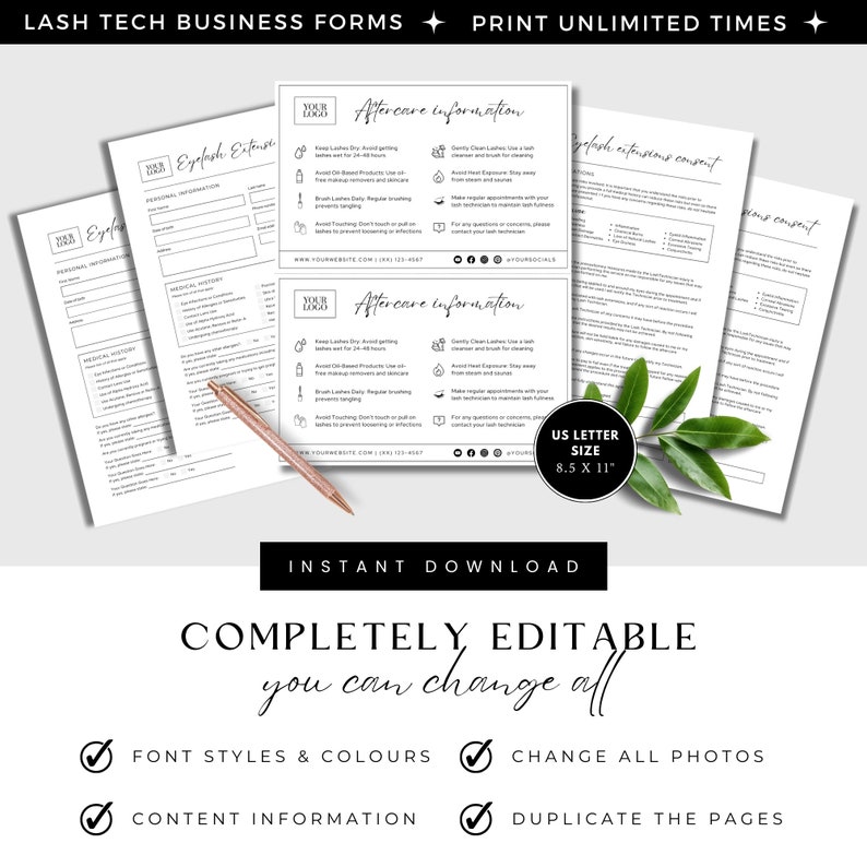 Eyelash Extension Forms Editable Lash Consent Templates Lash Tech ...