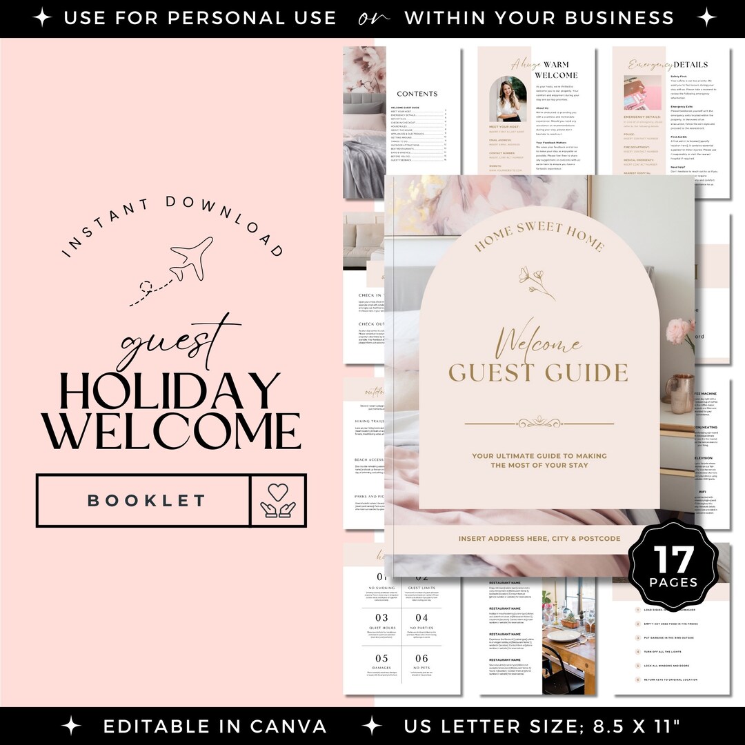 Welcome Book for Holiday Home, INSTANT DOWNLOAD, Editable Vacation ...