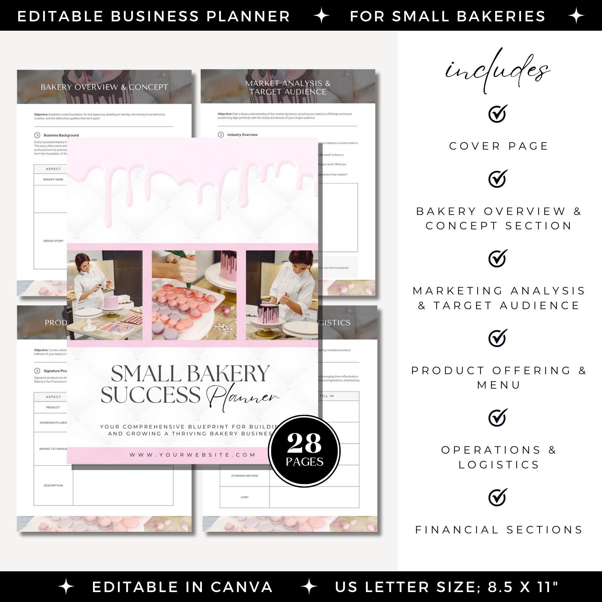 Home Bakery Business Planner, Baker Business Plan Template, Startup ...
