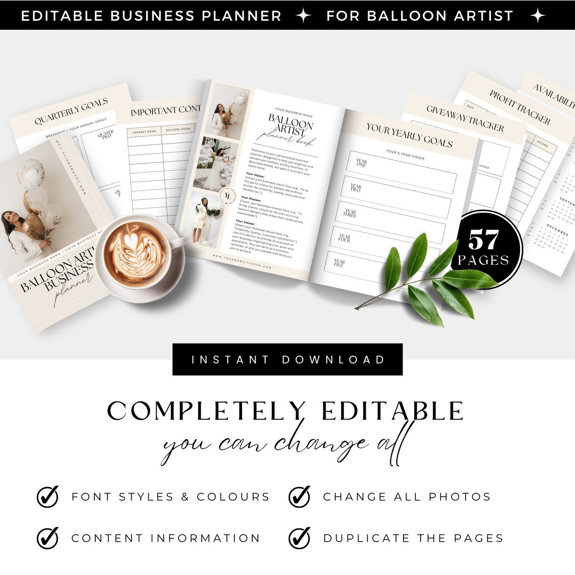 Balloon Artist Planner, Balloon Arch Plan, Business Organizer, Monthly ...