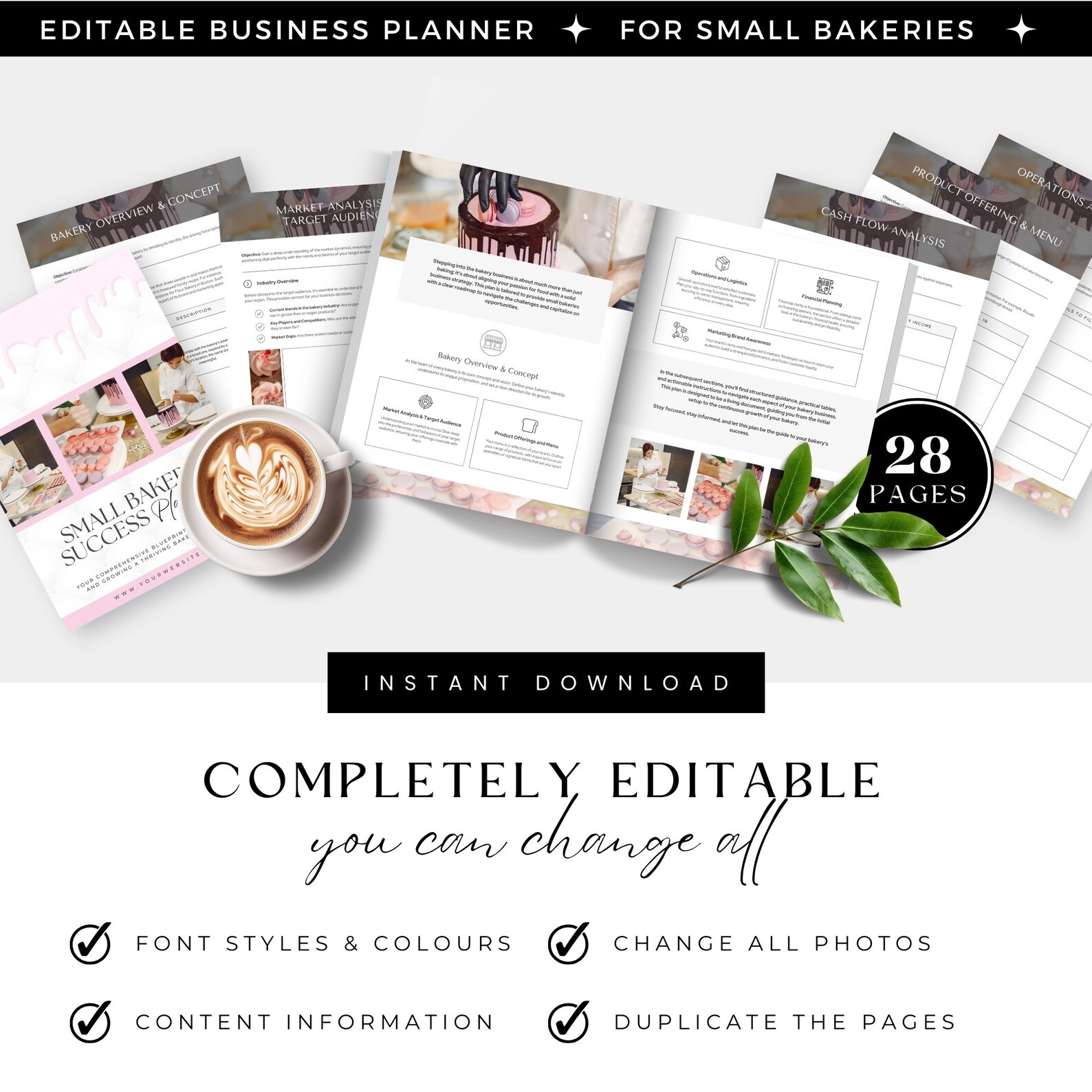 Home Bakery Business Planner, Baker Business Plan Template, Startup ...