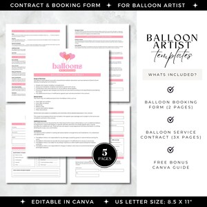 Balloon Service Contract Template With Booking Form, Balloon Artist ...