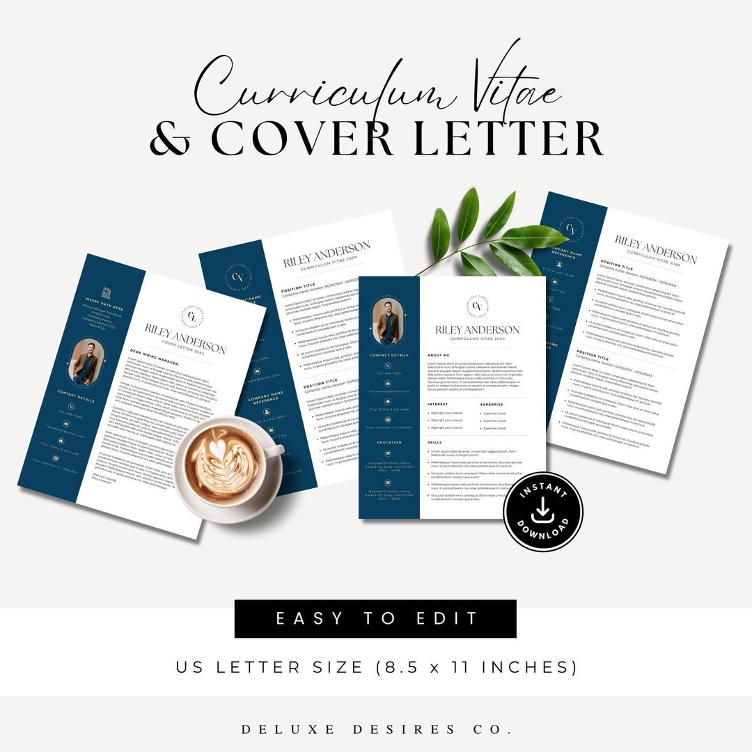Resume and Cover Letter Template, Editable Curriculum Vitae, Change of ...