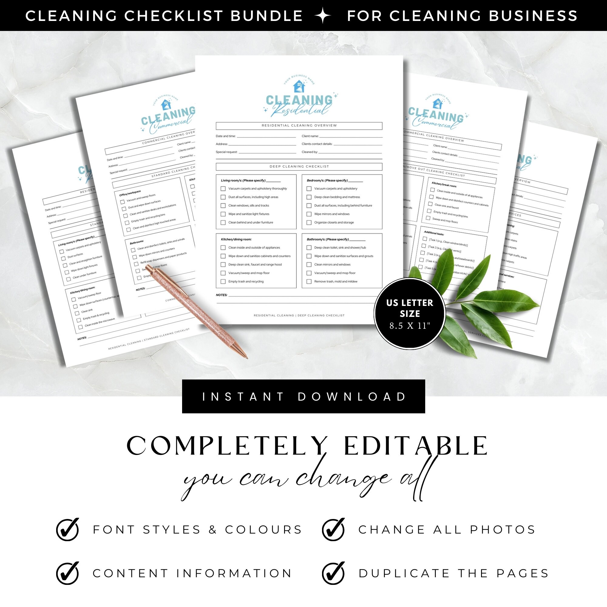 Cleaning Business Check List, Cleaning Company Checklist Pack ...