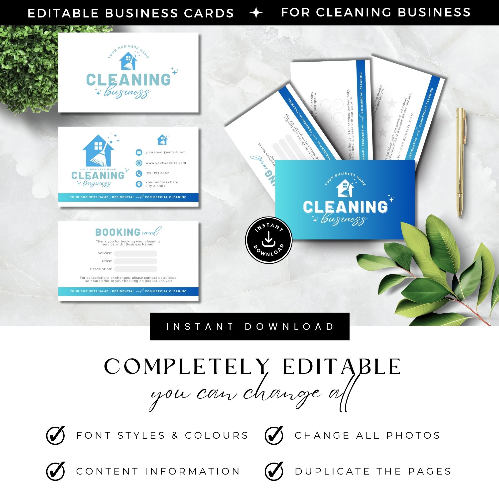Cleaning Service Logo Business Cards, Cleaner Business Bundle ...