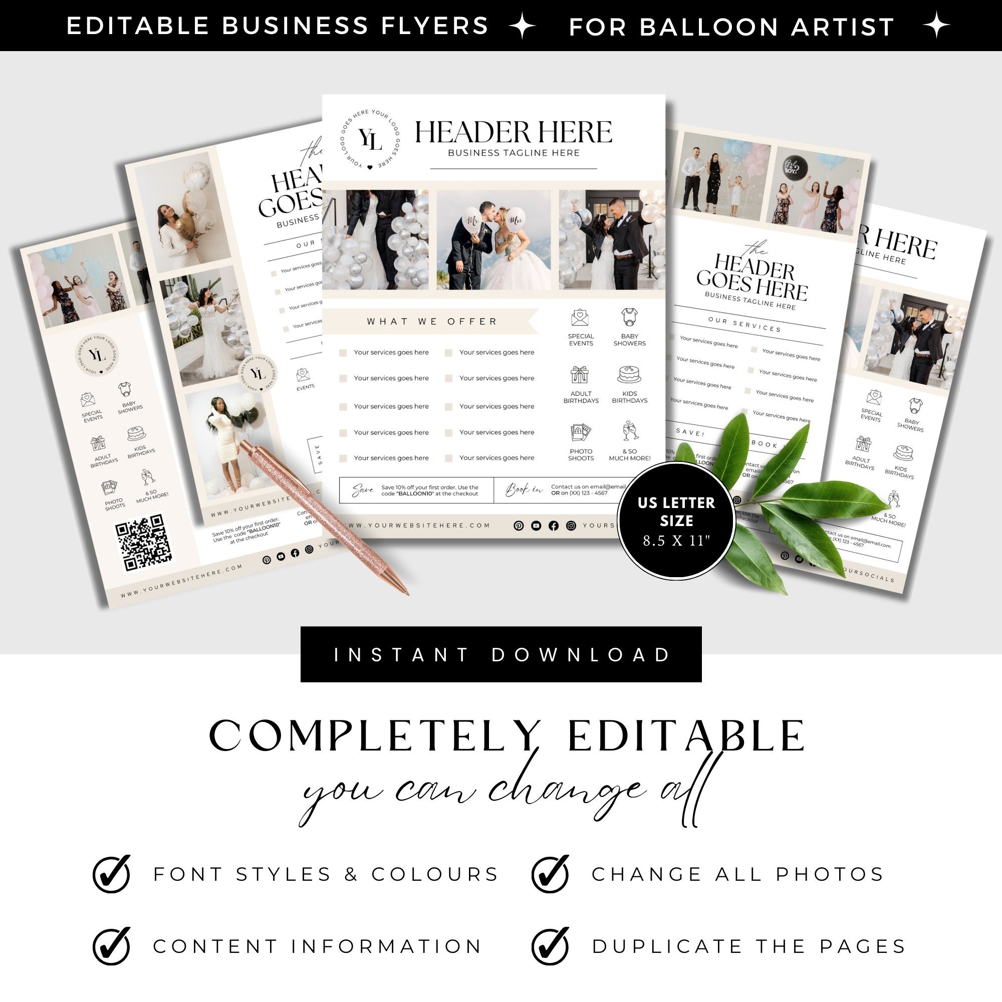Balloon Business Marketing, Balloon Artist Flyer, Ballon Garland & Arch ...