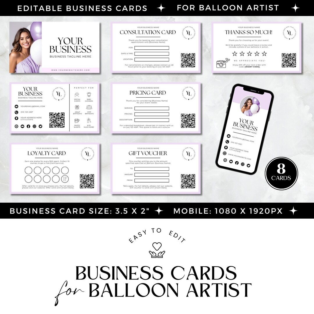 Business Cards for Balloon Planner, Balloon Garland Business Cards ...