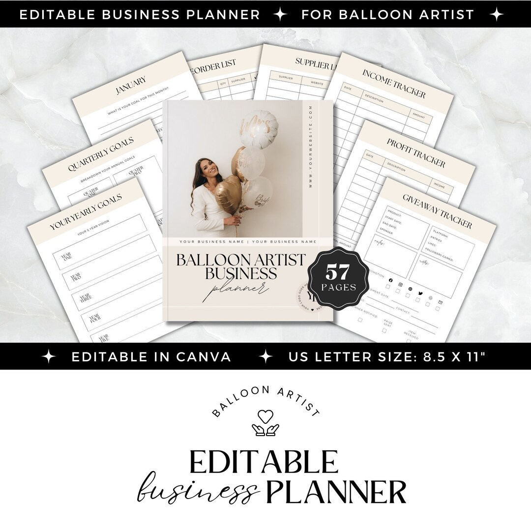 Balloon Artist Planner, Balloon Arch Plan, Business Organizer, Monthly ...